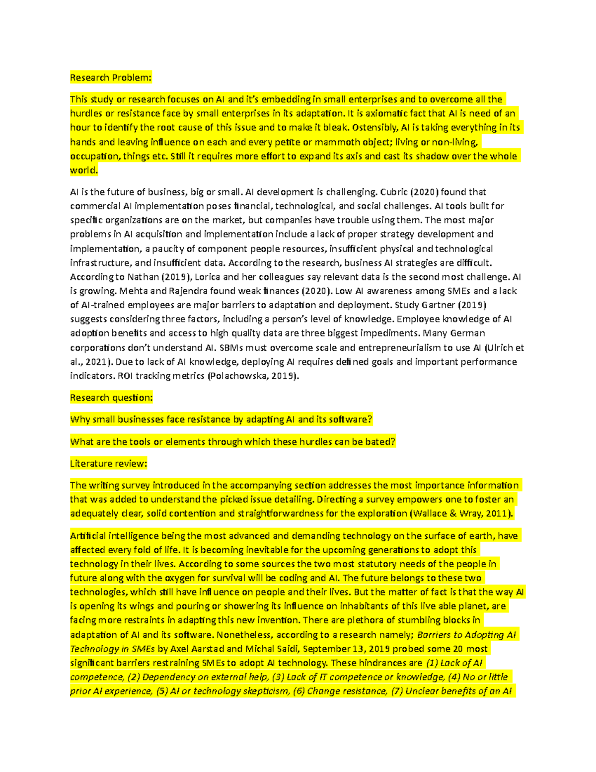 AI Research - AI reaserch - Research Problem: This study or research ...