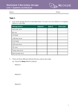 GCSE Computing Homework RAM and ROM - RAM and ROM Complete the ...