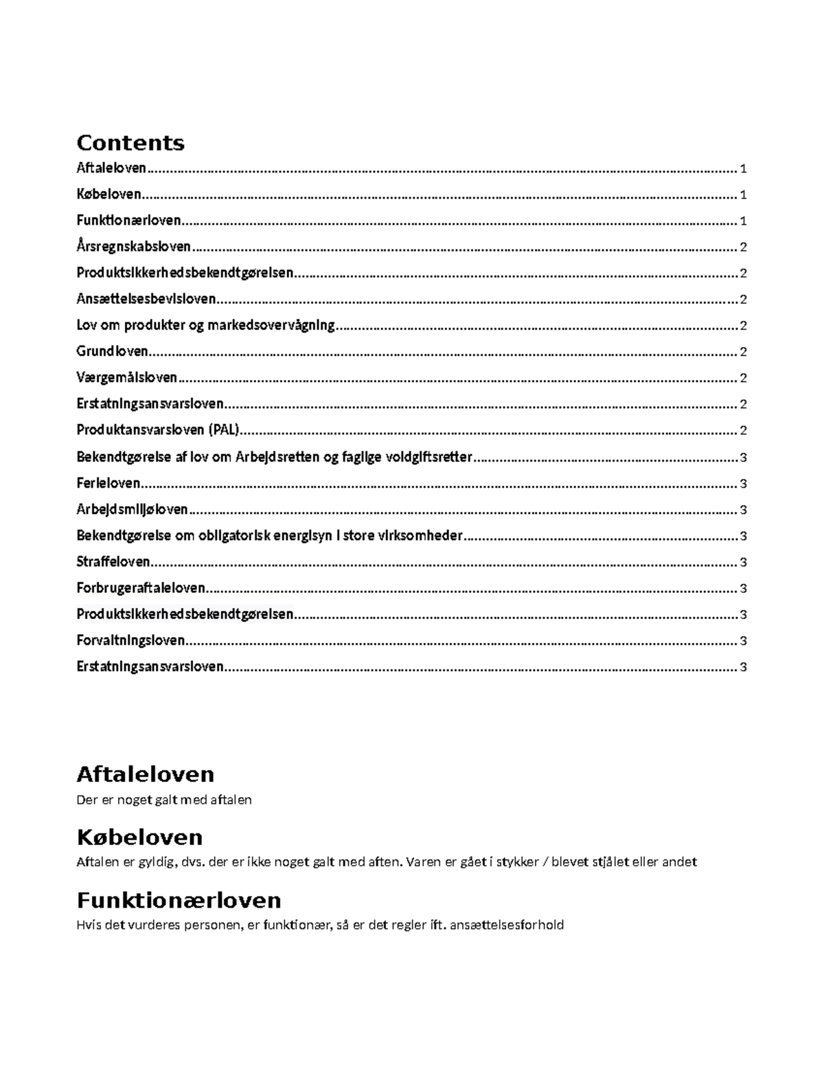 Overblik love - Resumé Erhvervs-, selskabs- og arbejdsret samt ...