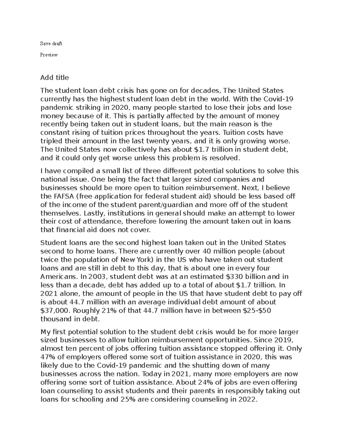 Multimodal Proposal (Essay Part) - Save draft Preview Publish Add title ...