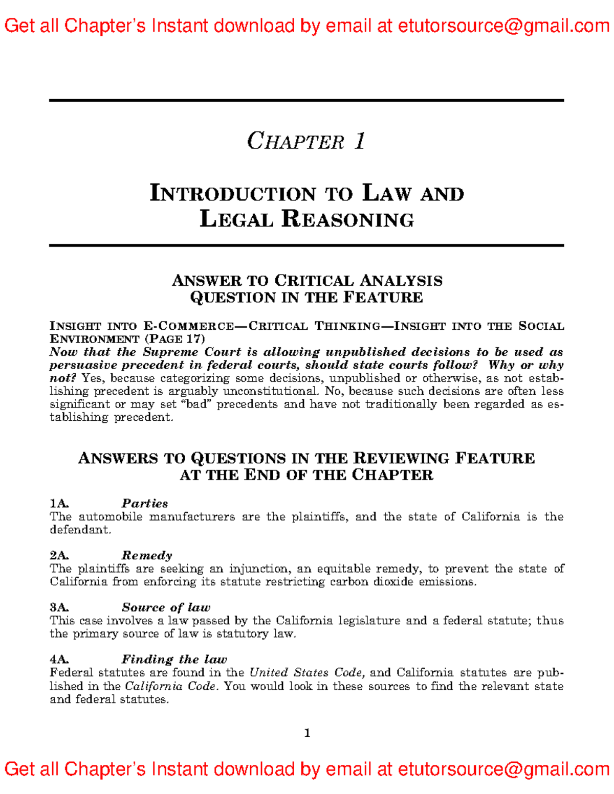 Solutions Manual For Business Law Text and Cases 11th Edition By ...