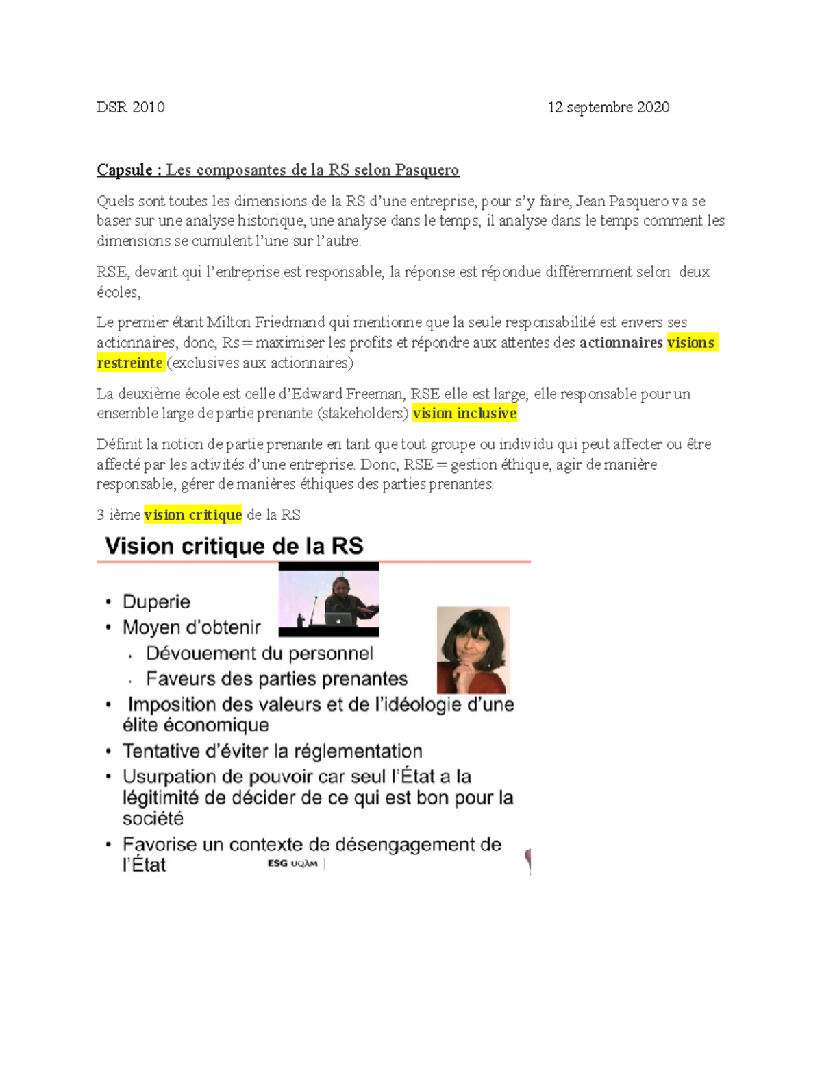 DSR-2010 - Note de cours - DSR 2010 12 septembre 2020 Capsule : Les ...