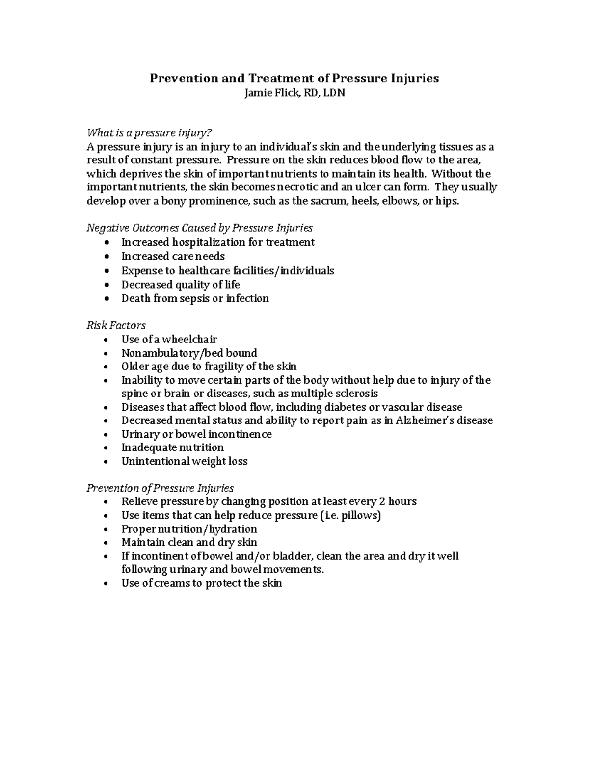 Pressure Ulcer Prevention and Treatment - Prevention and Treatment of ...