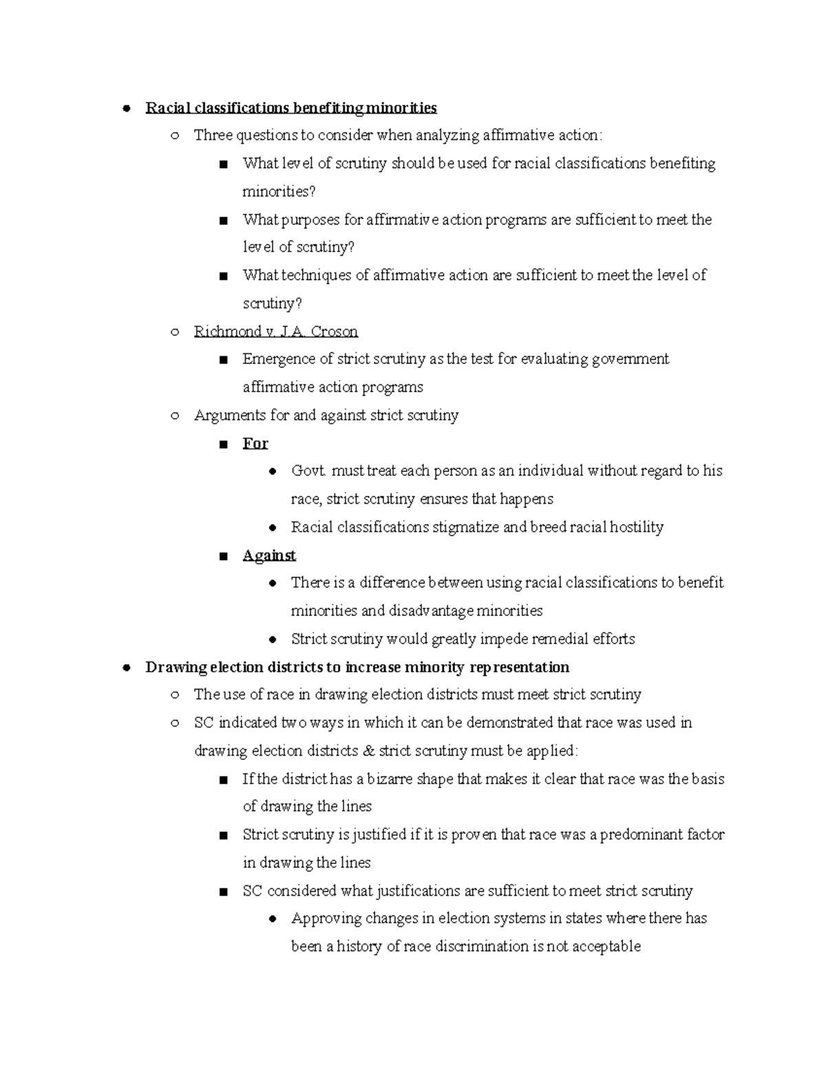 Con Law II- Before Class Notes (71) - Racial classifications benefiting ...