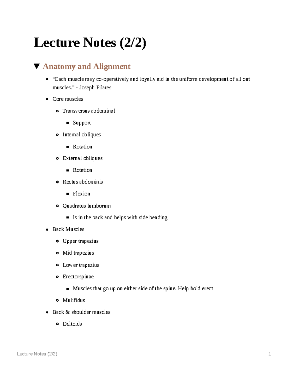 Anatomy and History Lecture Notes - Lecture Notes (2/2) Anatomy and ...