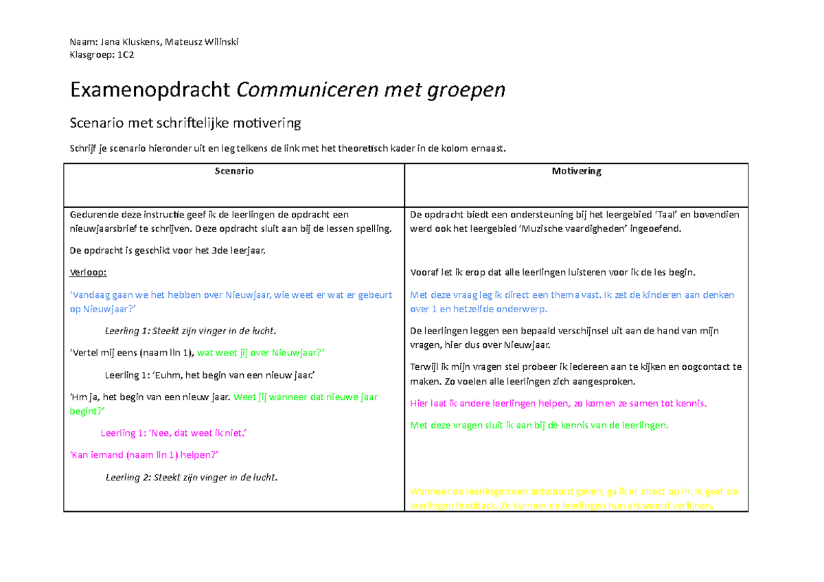 Examenopdracht Taal en expressie - Klasgroep: 1C Examenopdracht ...