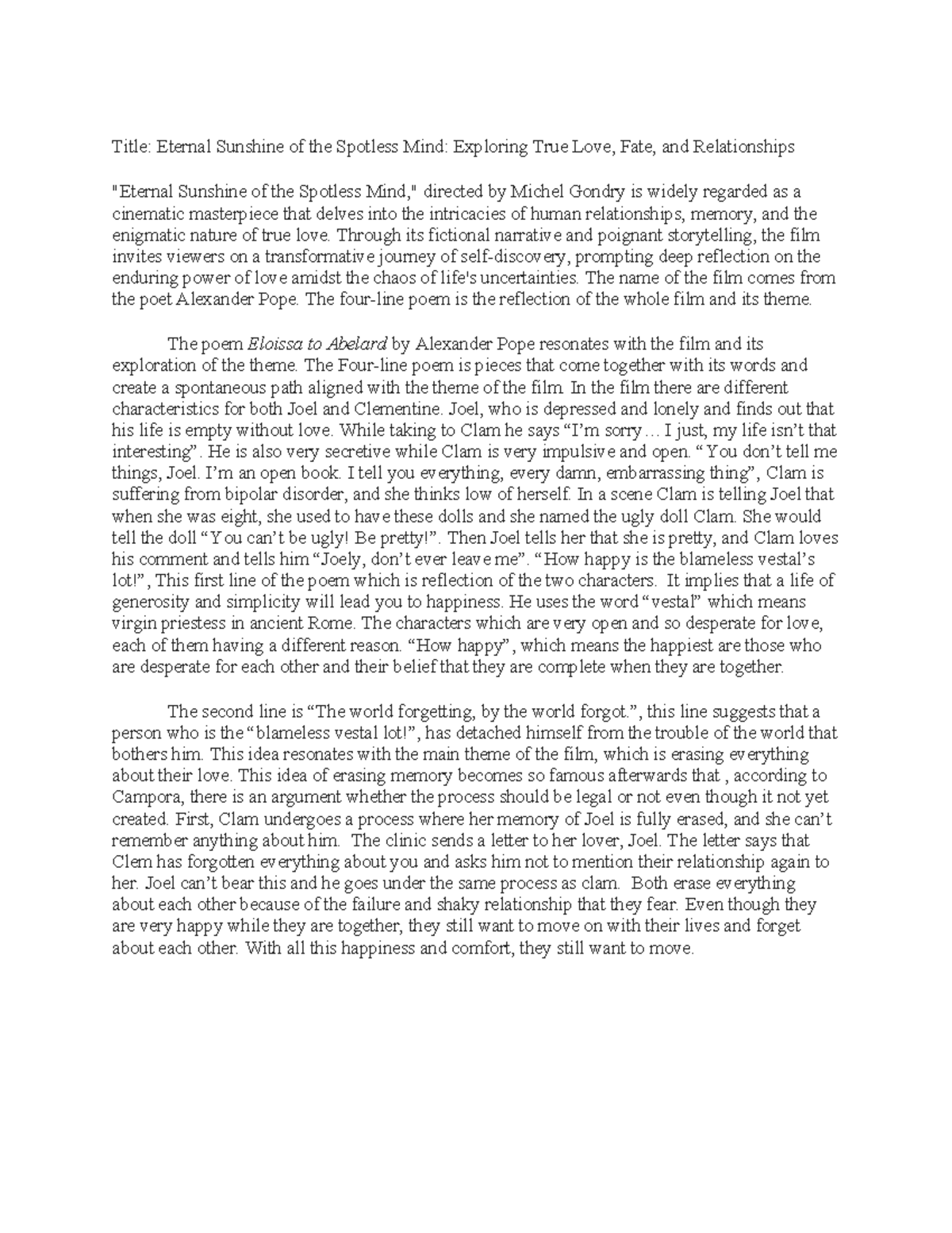 eternal sunshine - Title: Eternal Sunshine of the Spotless Mind ...