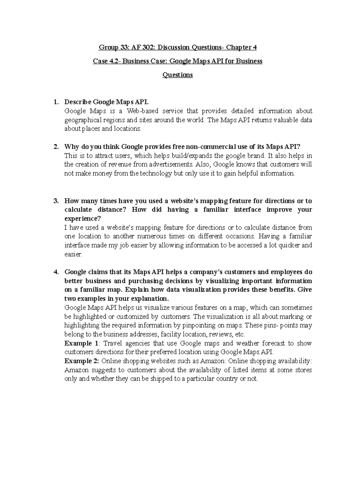 AF 302 chapter 4 Discussion Answers - Group 33: AF 302: Discussion ...