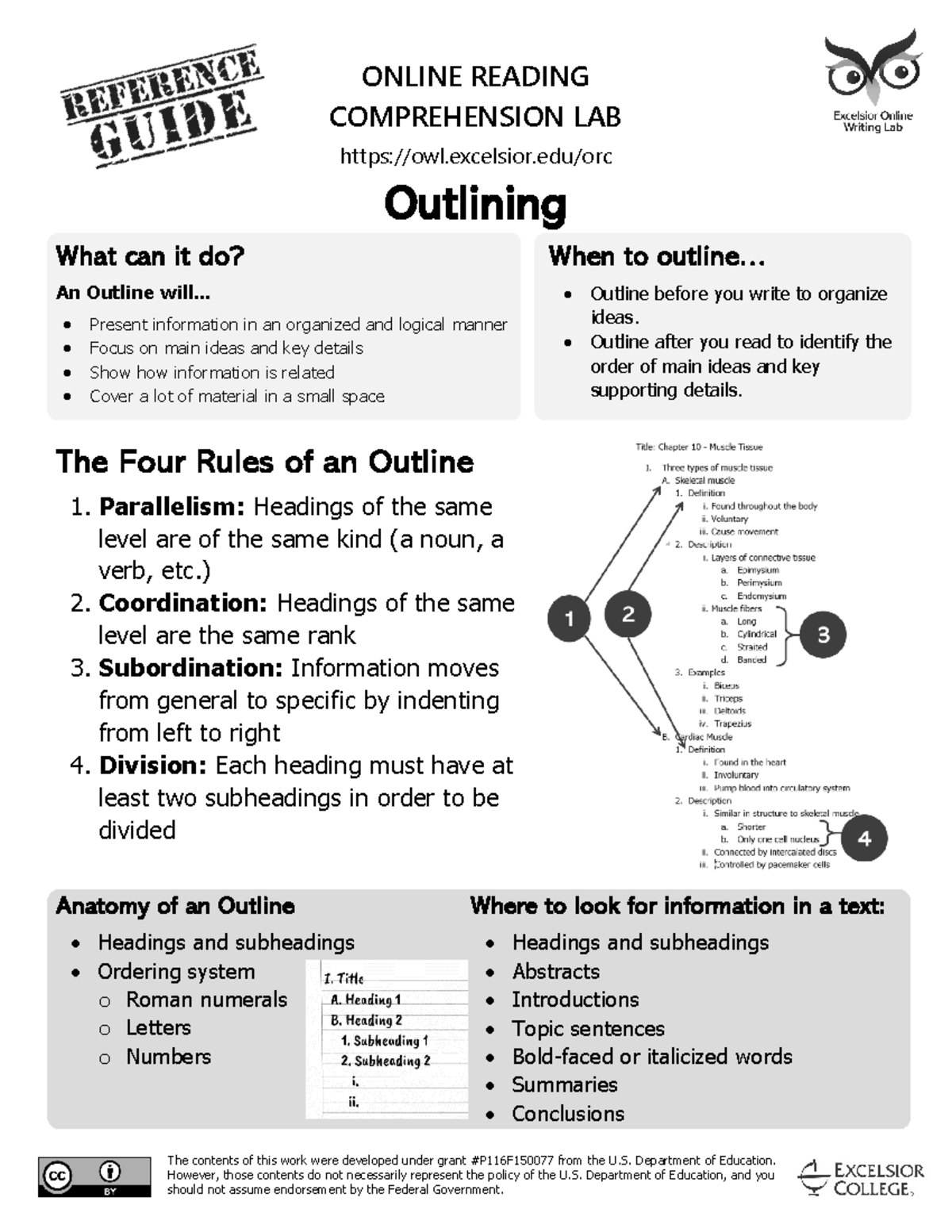How To Make An Outline BW 2019 - ONLINE READING COMPREHENSION LAB owl ...