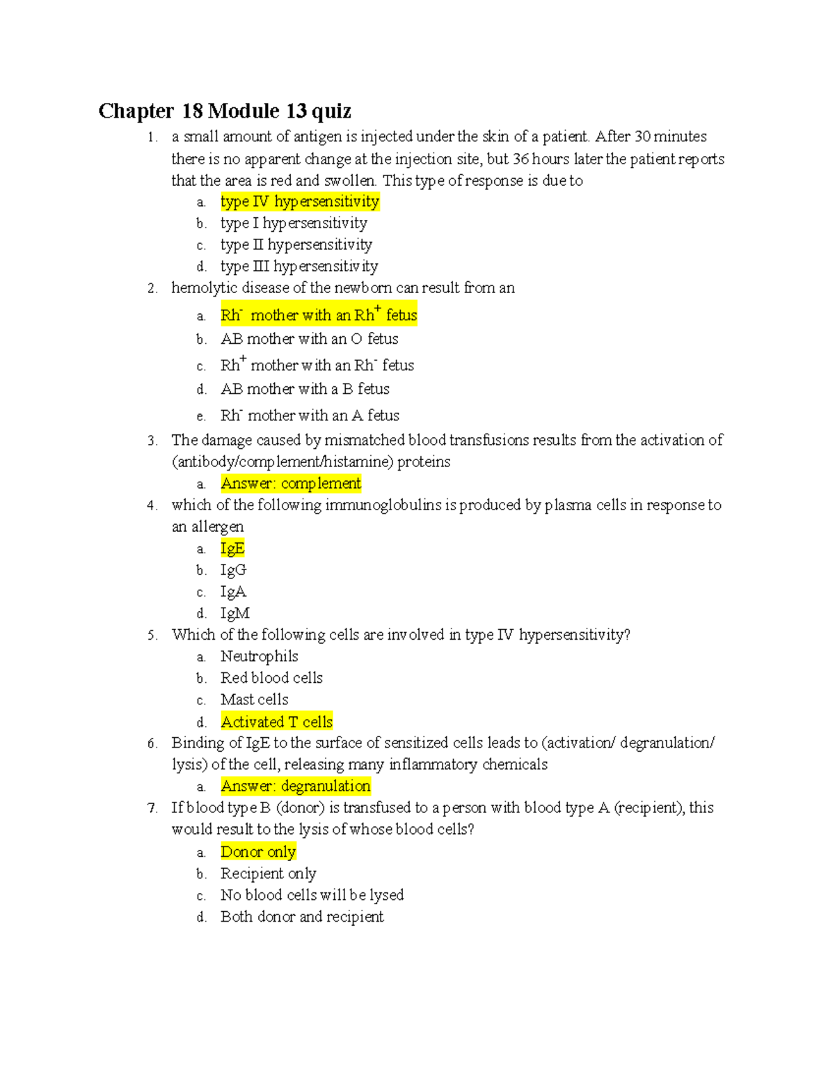 Microbiology Chapter 18 Module 13 quiz - Chapter 18 Module 13 quiz a ...
