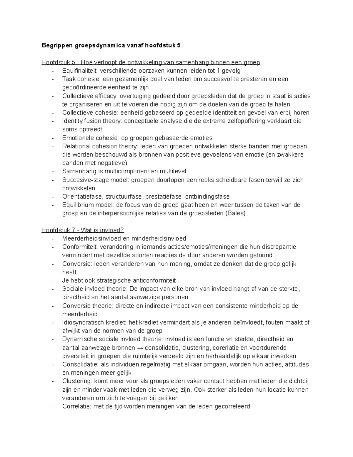 Begrippen groepsdynamica vanaf hoofdstuk 5 - Ook sterker als leden hun ...