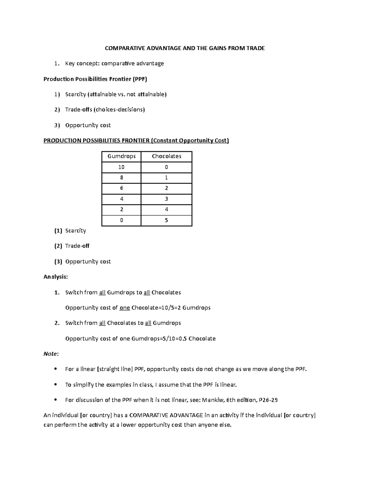 Comparative Advantage AND THE Gains FROM Trade - COMPARATIVE ADVANTAGE ...