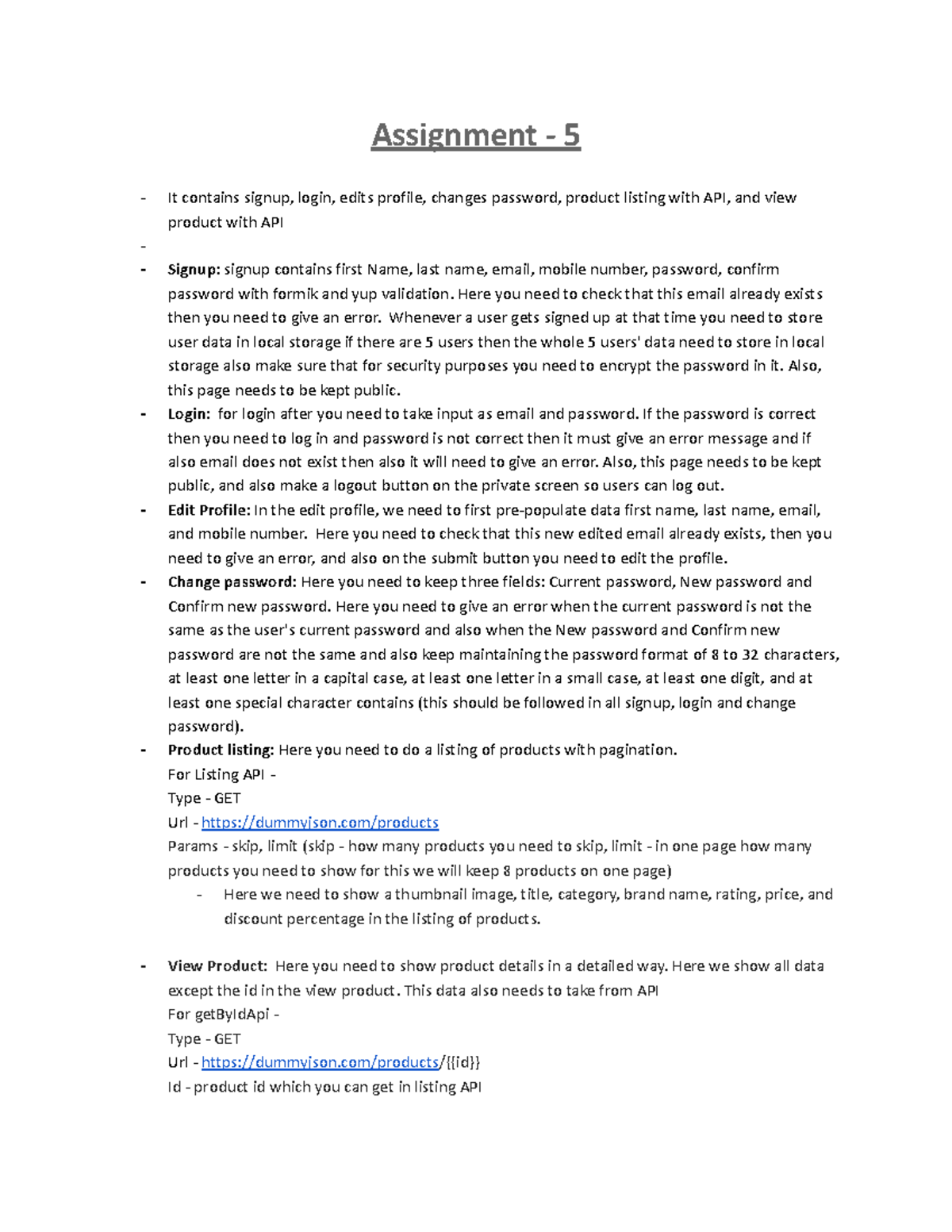 React Advance Assignment - Assignment - 5 It contains signup, login, edits profile, changes ...