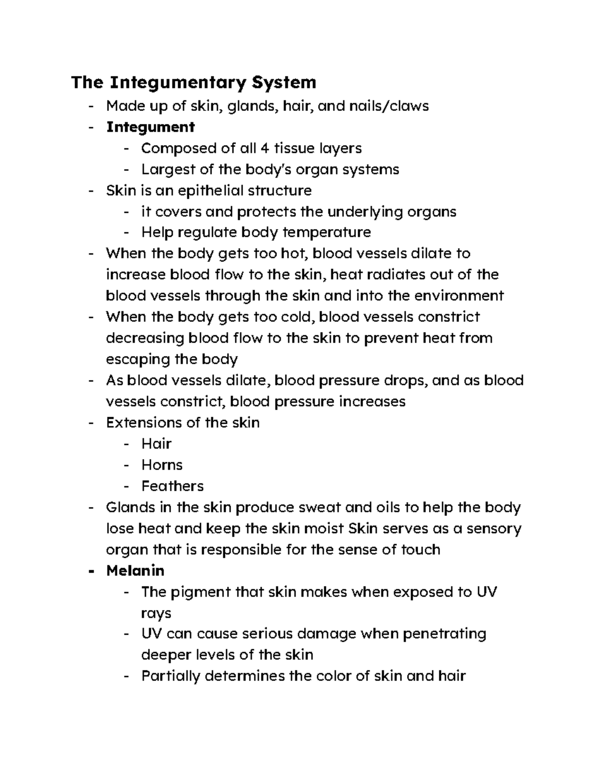 Untitled document - overview of notes - The Integumentary System Made ...