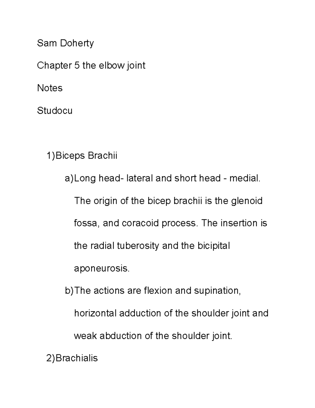 Chapter 5 the elbow joint notes - Sam Doherty Chapter 5 the elbow joint ...
