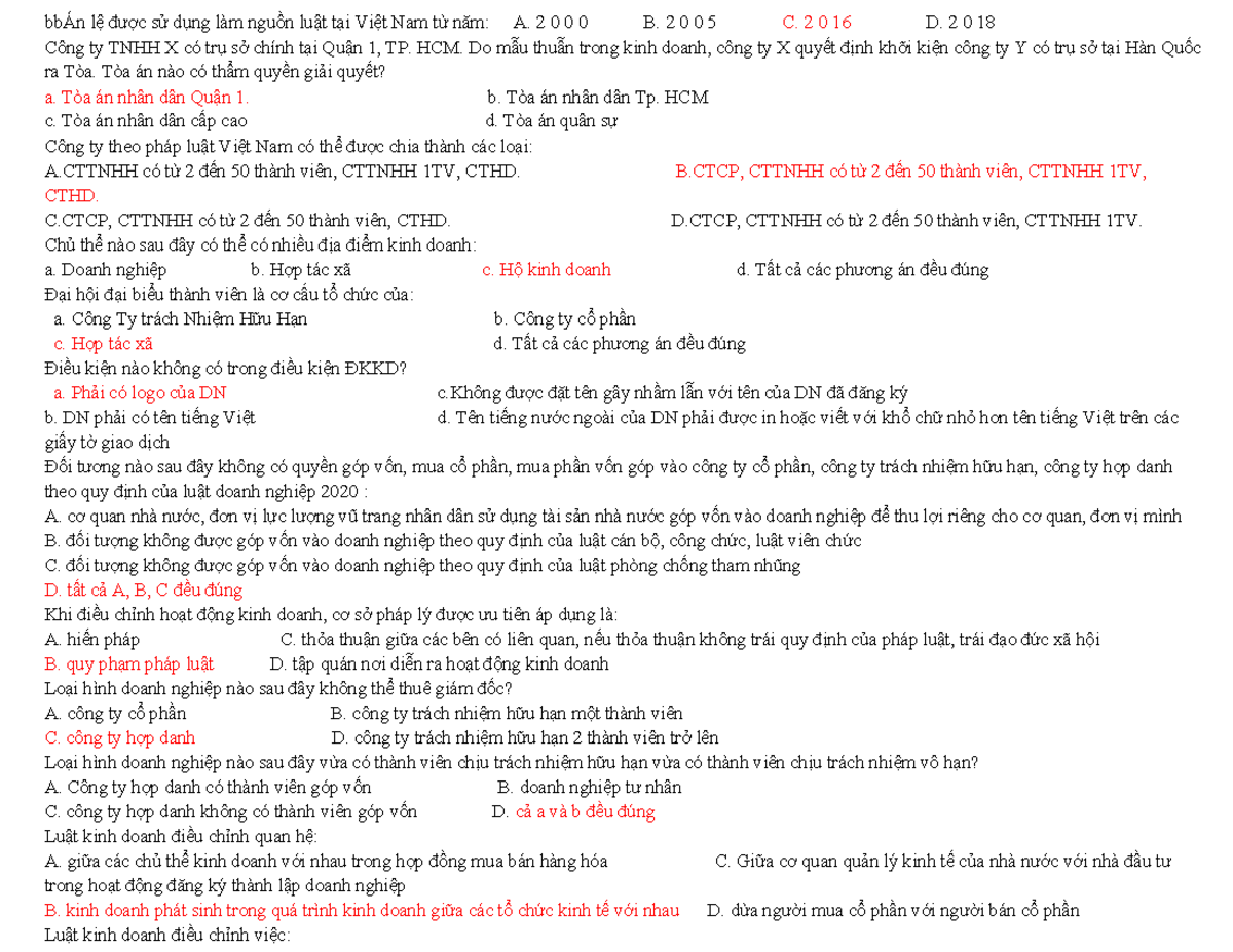 LKD - bbÁn lệ được sử dụng làm nguồn luật tại Việt Nam từ năm: A. 2 0 0 ...