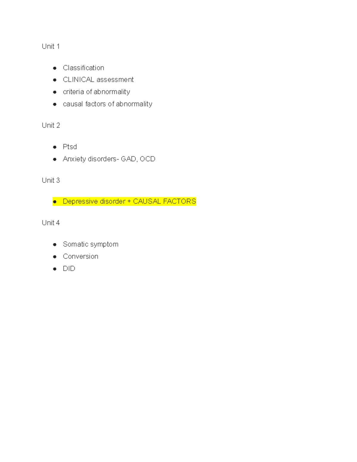 Classification notes - Unit 1 Classification CLINICAL assessment ...