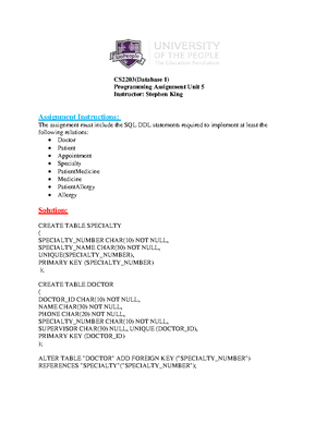 Programming Assignment Unit 4 - University of the People CS2203(Database1) Programming Solution ...
