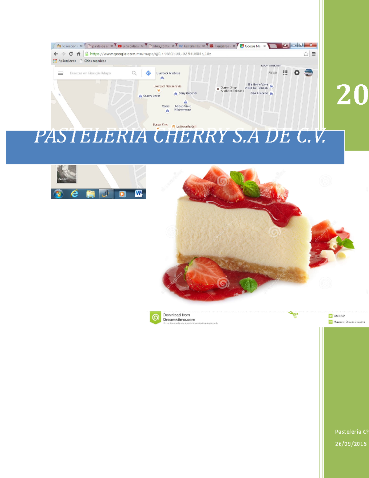 Proyecto DE Pasteleria - 20 Pastelería Ch 26/09/ PASTELERIA CHERRY S DE C. LIC. COMERCIO Y ...