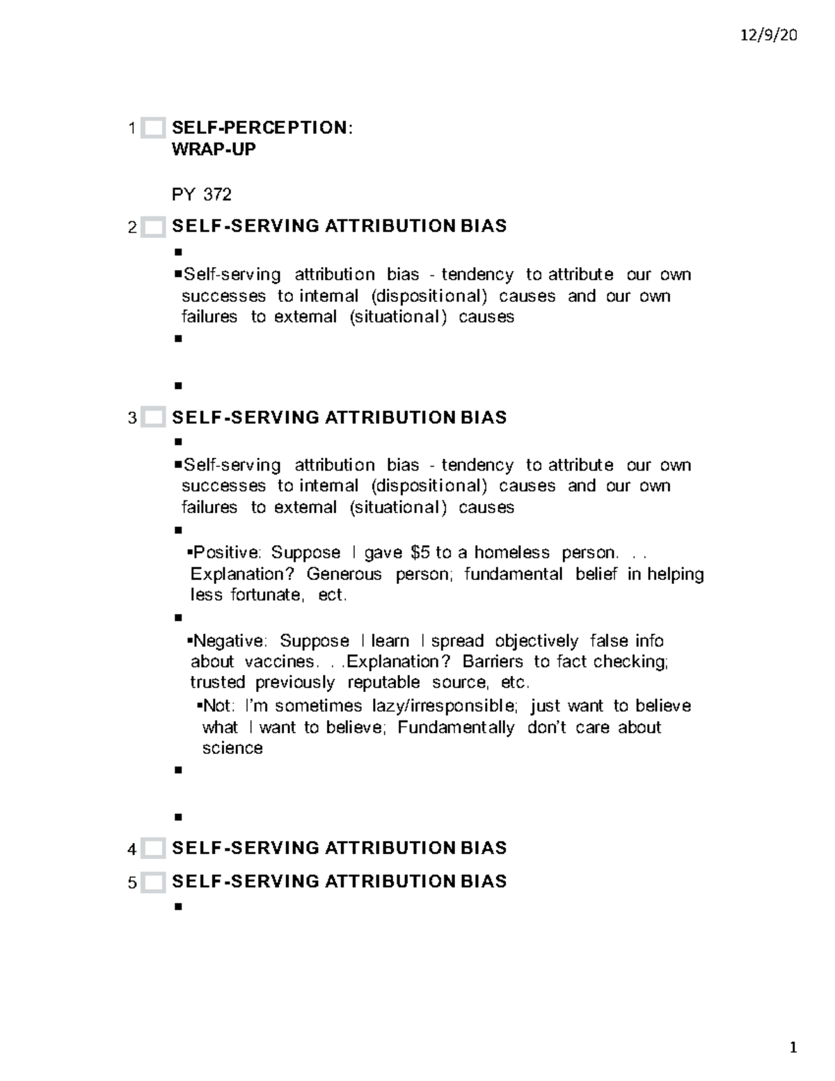 313 Final 8 - idk - 12/9/ 1 SELF-PERCEPTION: WRAP-UP PY 372 SELF ...