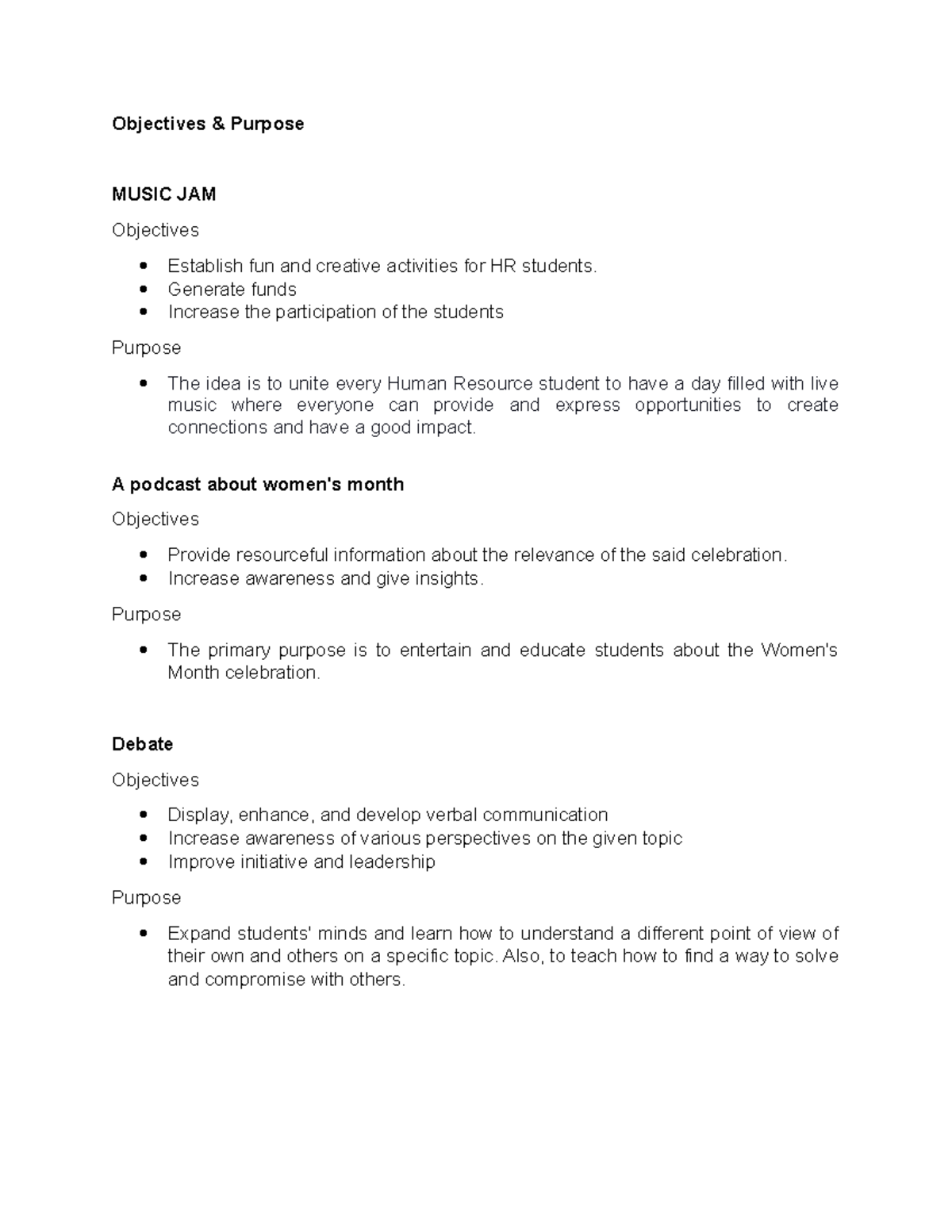 Sec Purps Objs - really helps you - Objectives & Purpose MUSIC JAM ...