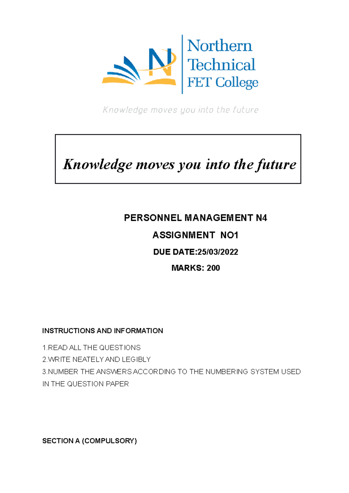 PM N4 T3 - Questions - Knowledge moves you into the future PERSONNEL ...