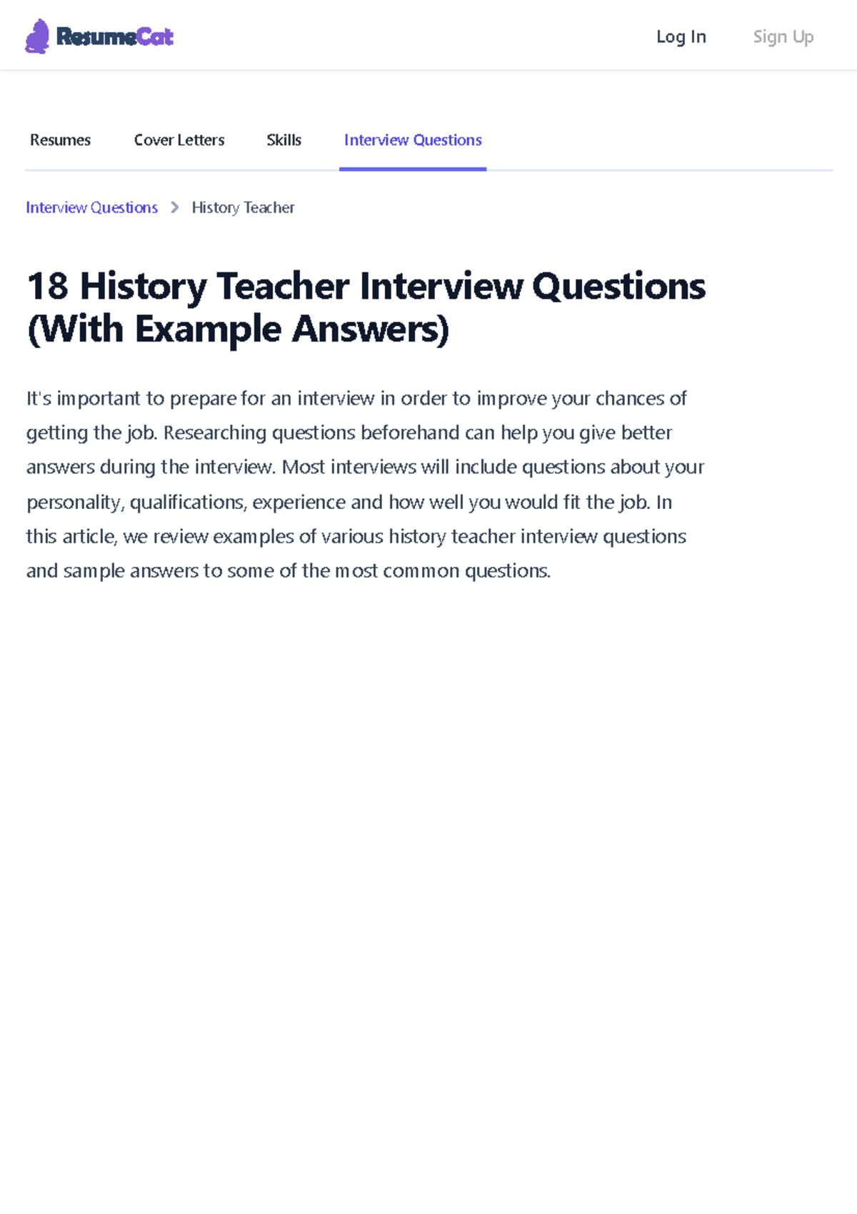 18 History Teacher Interview Questions (With Example Answers) - Log In ...