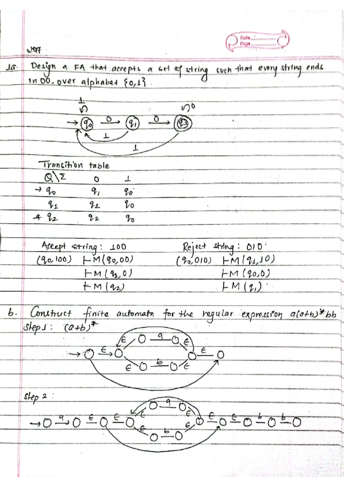 Toc Assignment Data Page 2017 La Design A Fa That Accepts A Set Of