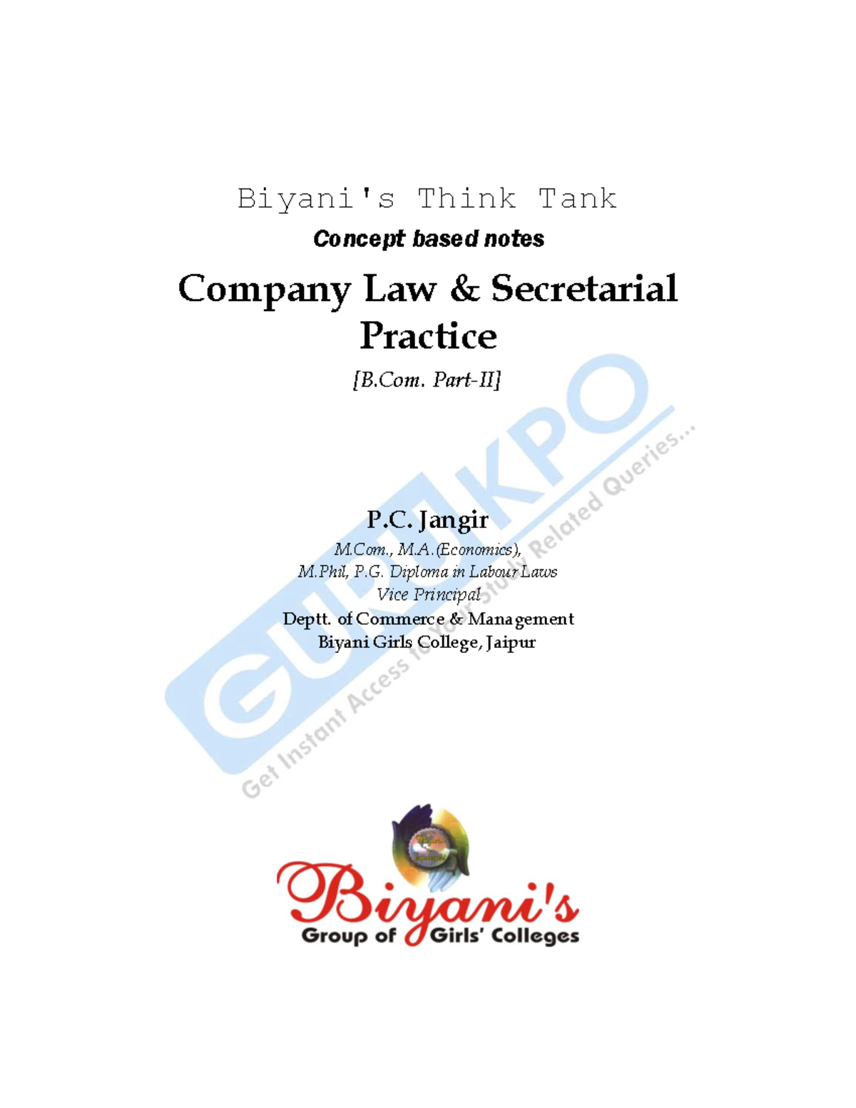 Company law & Secretarial practice notes - Think Tank Concept based ...