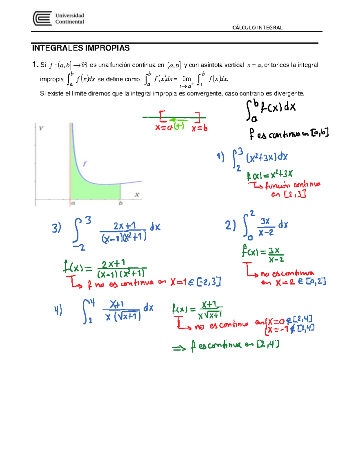 S13 02 Integral Impropia-CASO-1-B - ####### INTEGRALES IMPROPIAS 1. Si ...