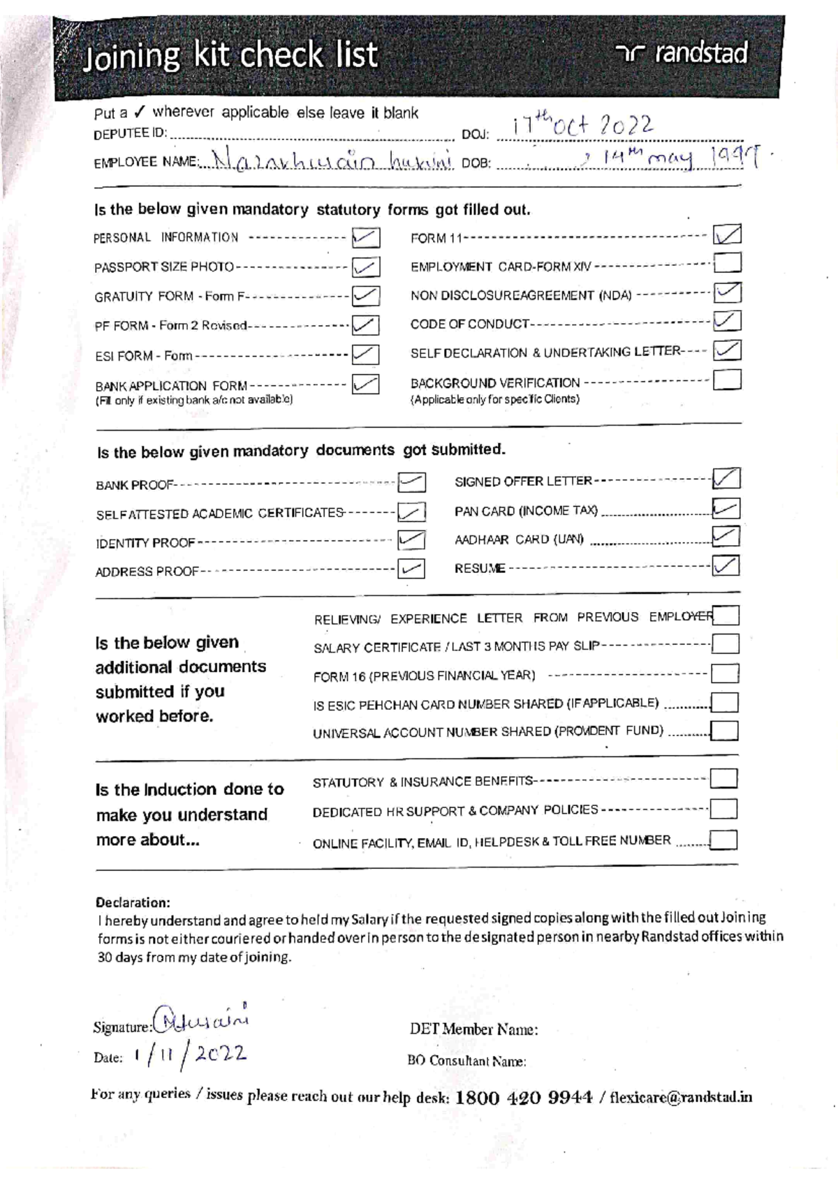 Joining kit checklist - Thank me later - LFSW 099 - Studocu