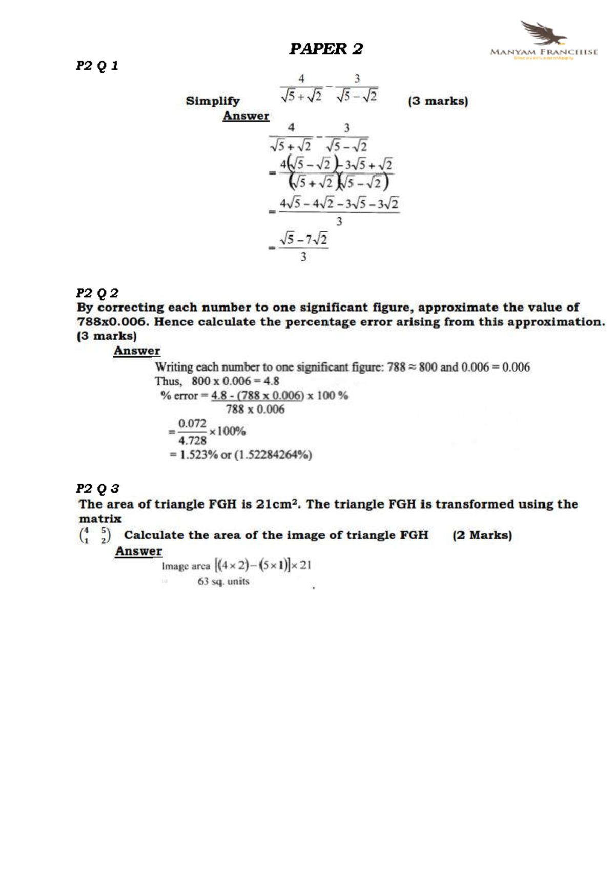 As-2016-ms-mathematics paper 2 - PAPER P2 Q P2 Q P2 Q P2 Q 14 PP2 No ...