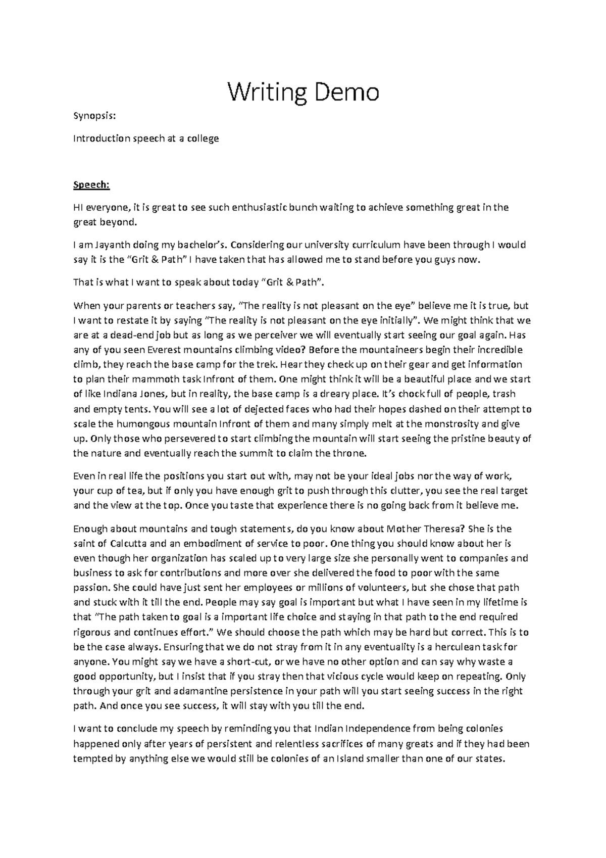 Writing Demo (Auto Recovered) - Writing Demo Synopsis: Introduction ...