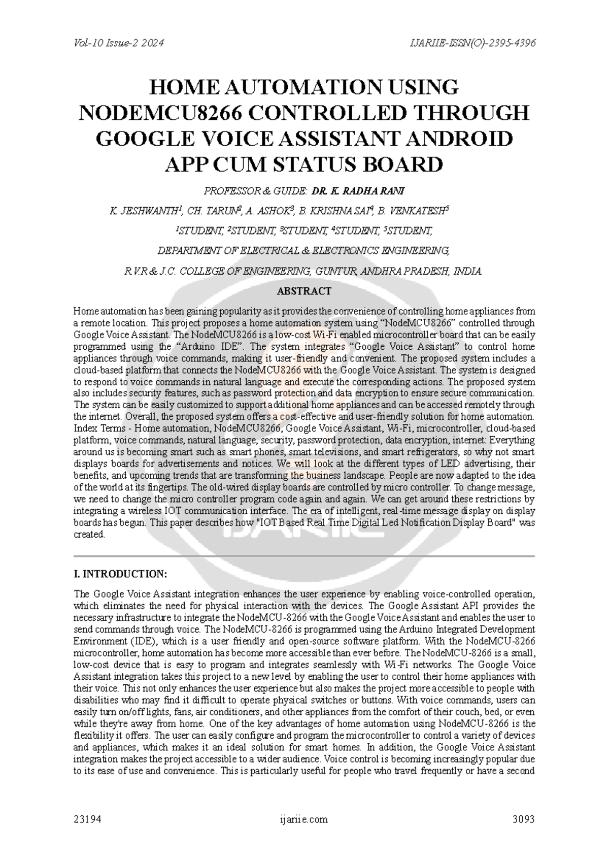 HOME Automation Using Nodemcu 8266 Controlled Through Google Voice ...