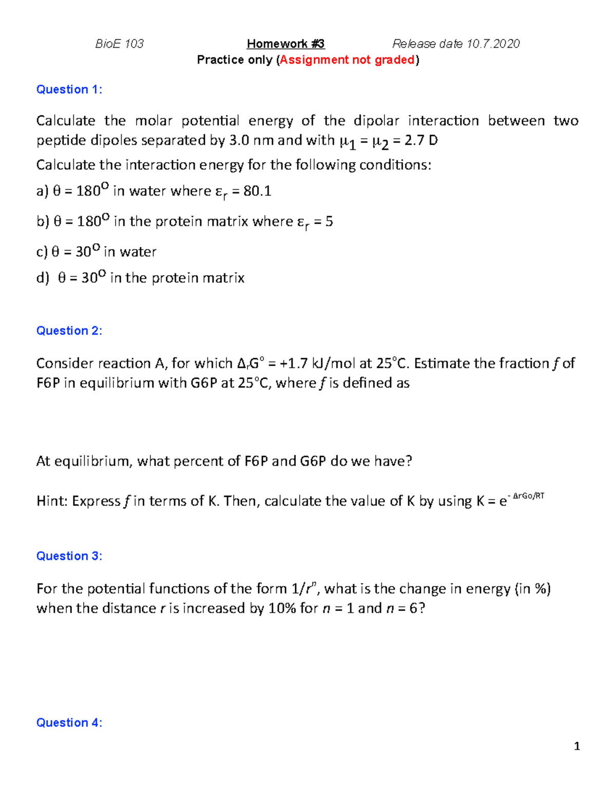 BE103 HW3 worksheet - BioE 103 Homework 3 Practice From fall 2020 ...