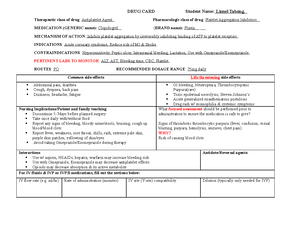 Nitroglycerin Drug Card - DRUG CARD Student Name: Lionel Tabong ...