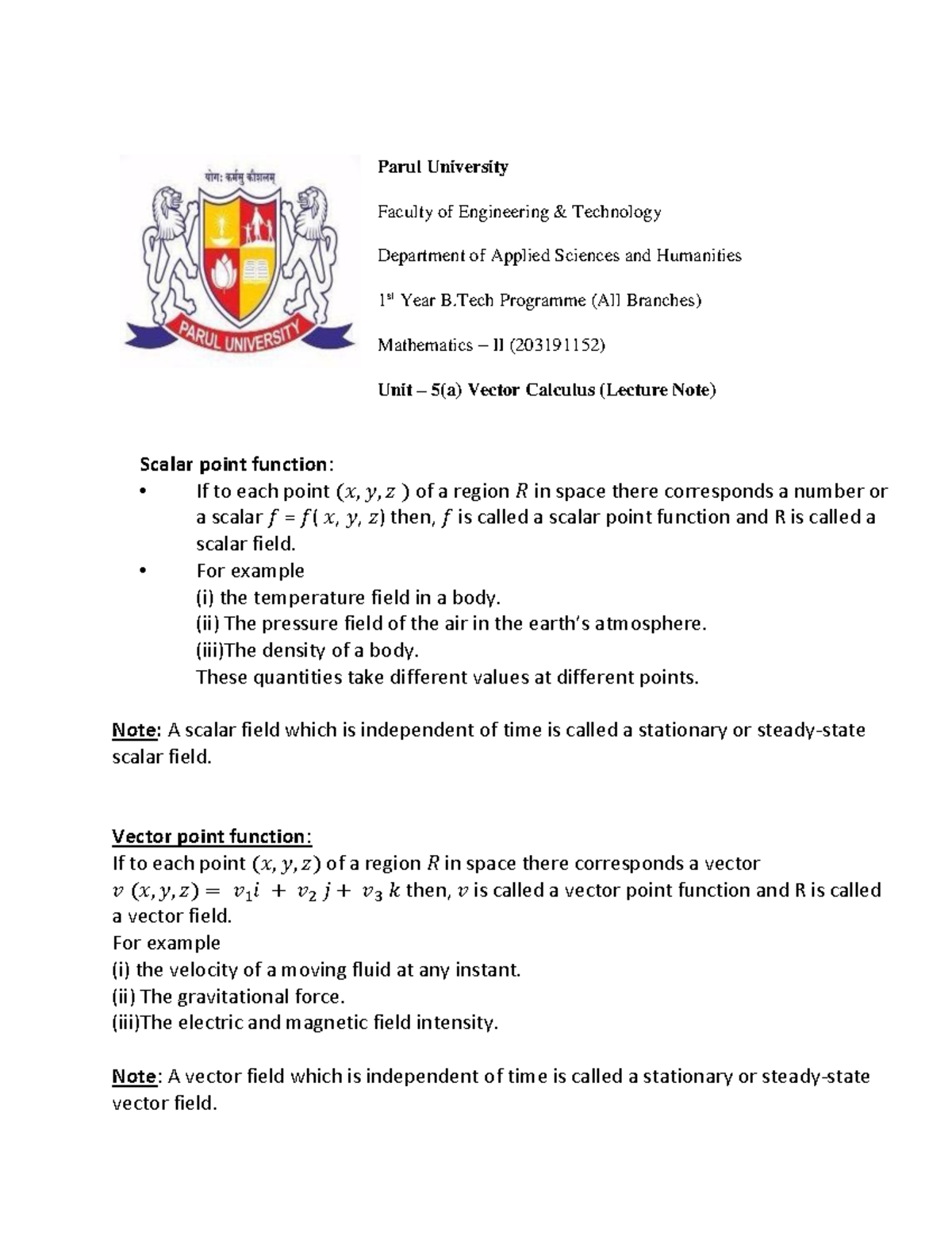 Unit-5(a) - Oopc - Parul University Faculty of Engineering & Technology Department of Applied ...