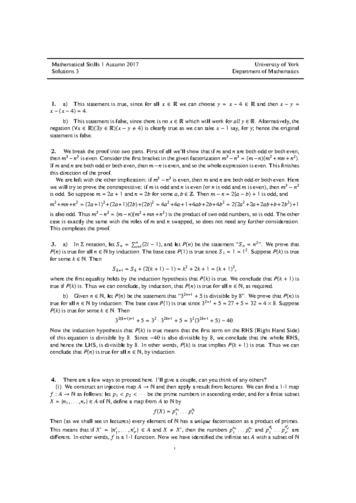 Maths Skills 1 Assignment 3-Logic and Proofs (answers) - Mathematical ...