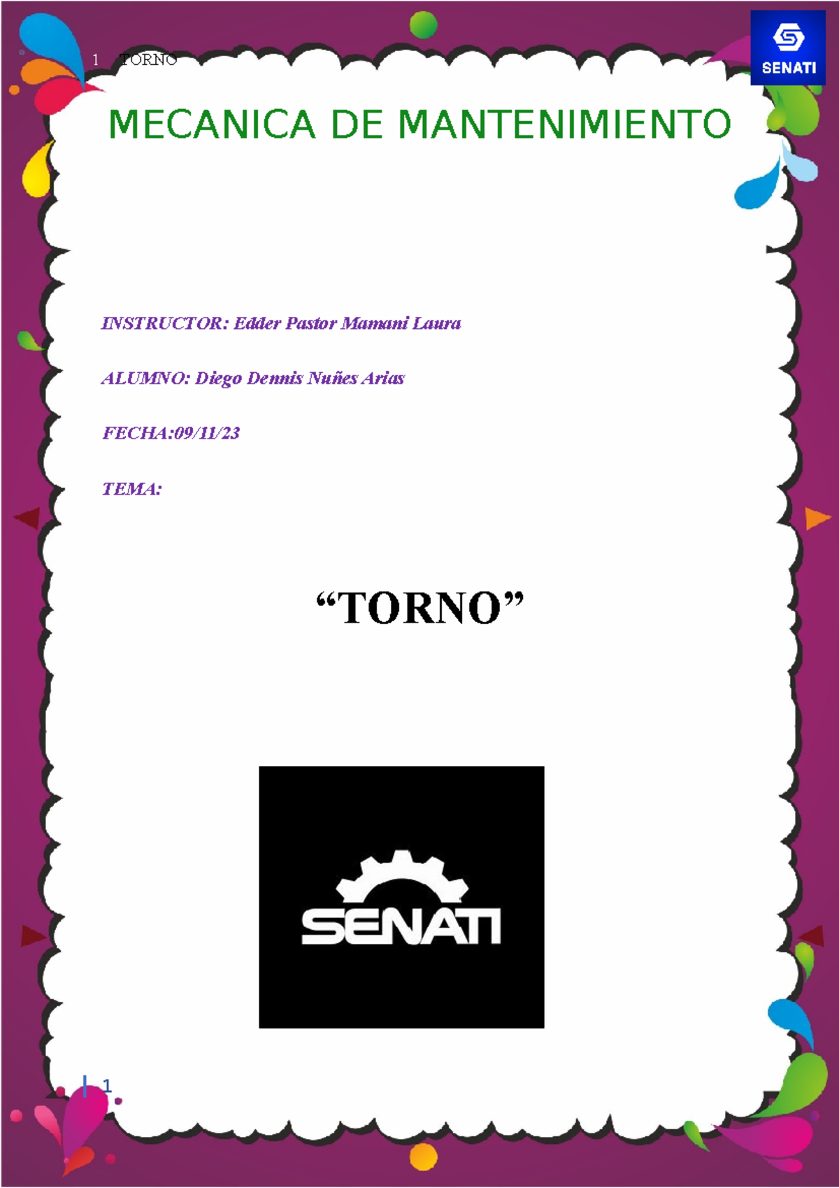 Mec, Mant. Dennis Núñez - MECANICA DE MANTENIMIENTO INSTRUCTOR: Edder ...