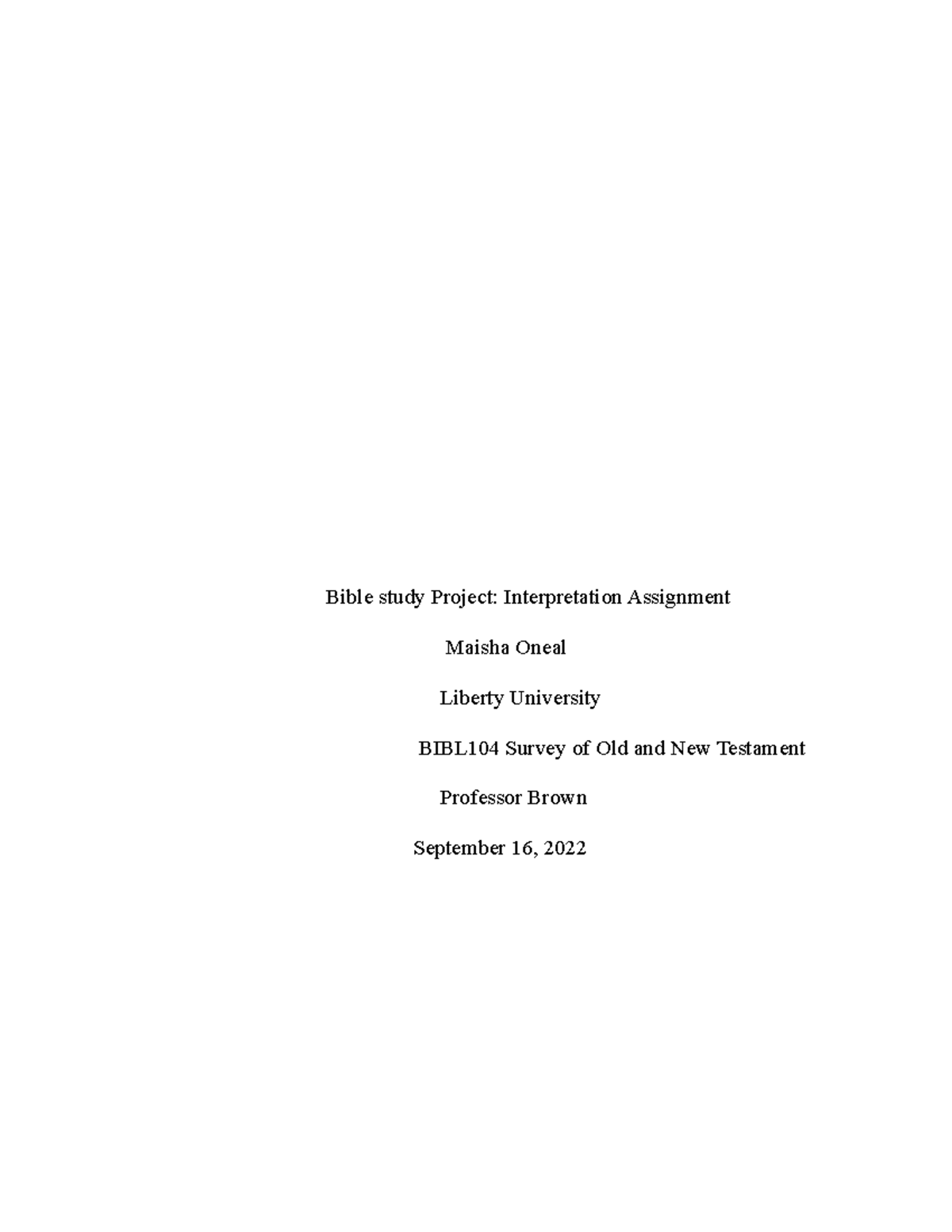 Bib 104 aasinment 4 - Bible Study Project: Interpretation Assignment ...