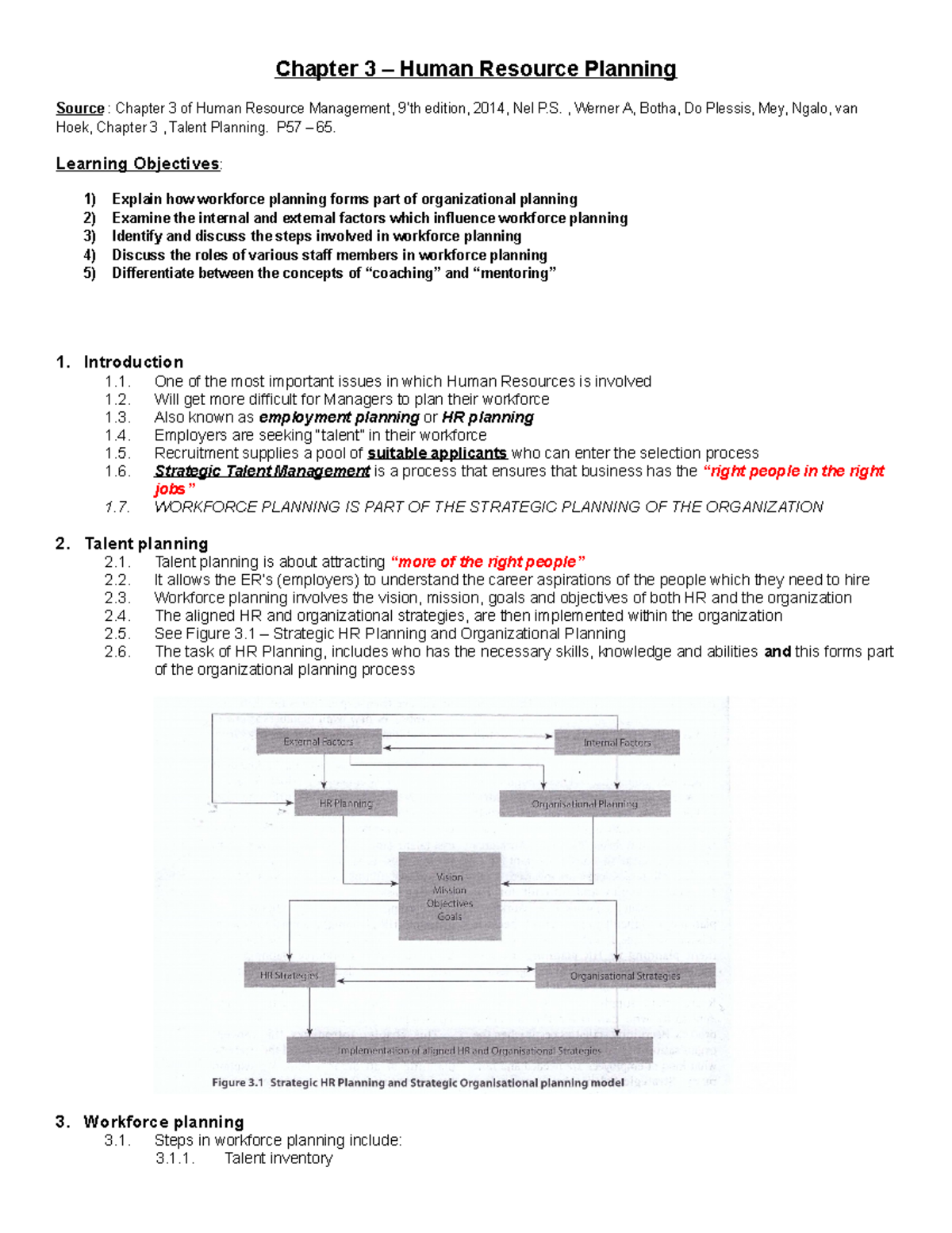 HRM 215 - IPS 211 - Chapter 3 (HR Planning) - Procurement - Chapter 3 ...