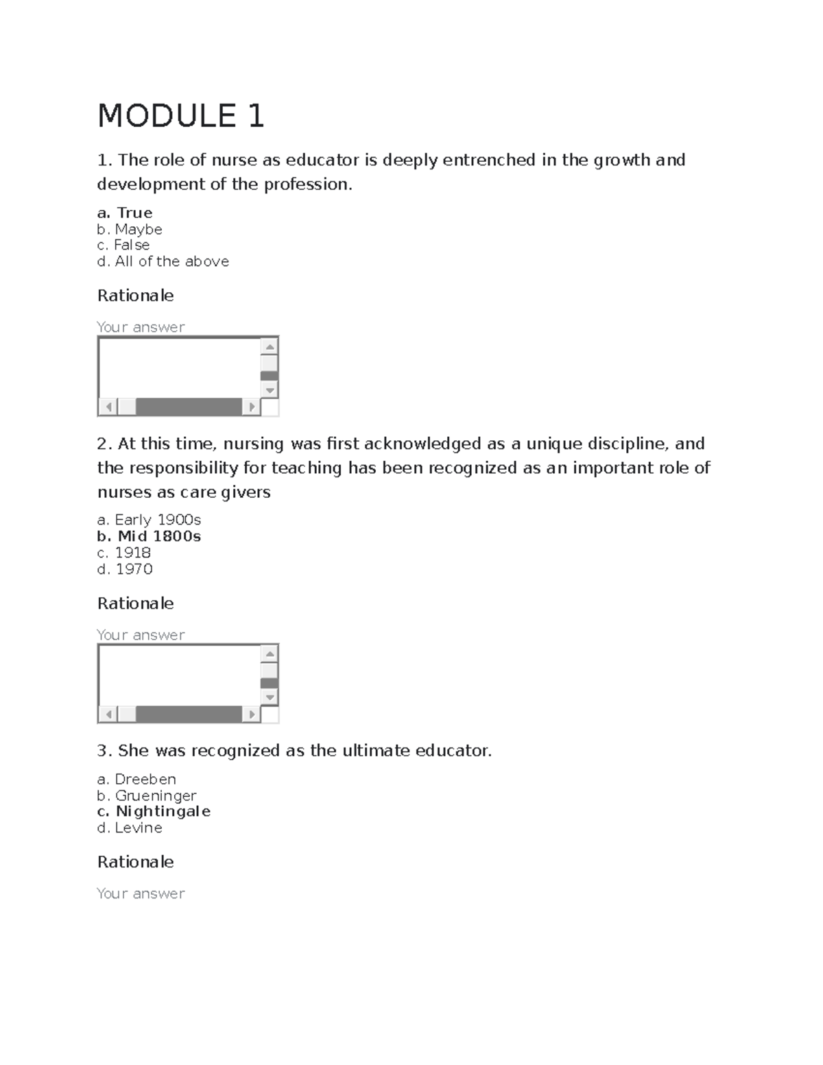 HES 008 KEY Answers - Kkkkkkkk - MODULE 1 1. The role of nurse as ...