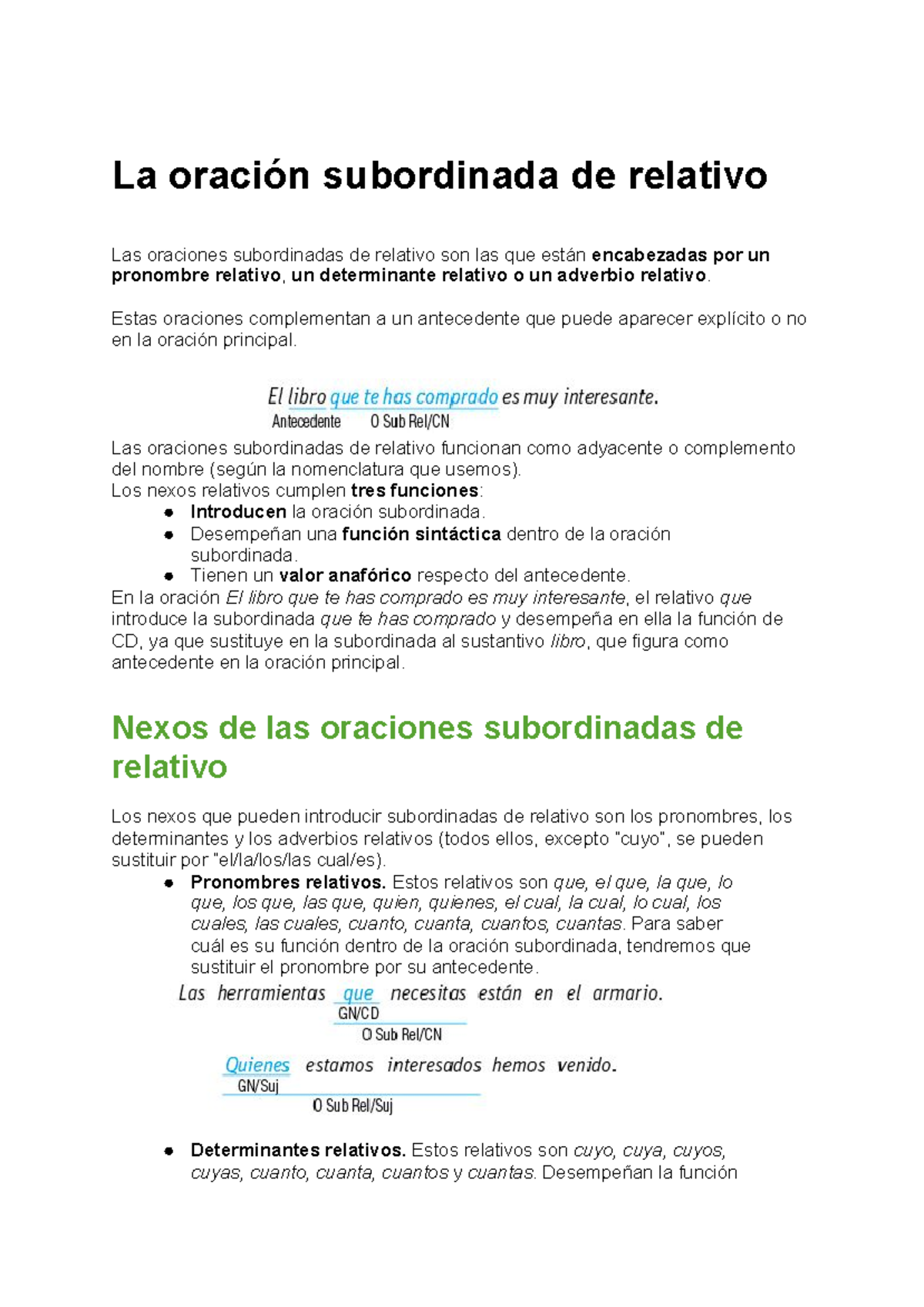 La oración subordinada de relativo - La oración subordinada de relativo ...