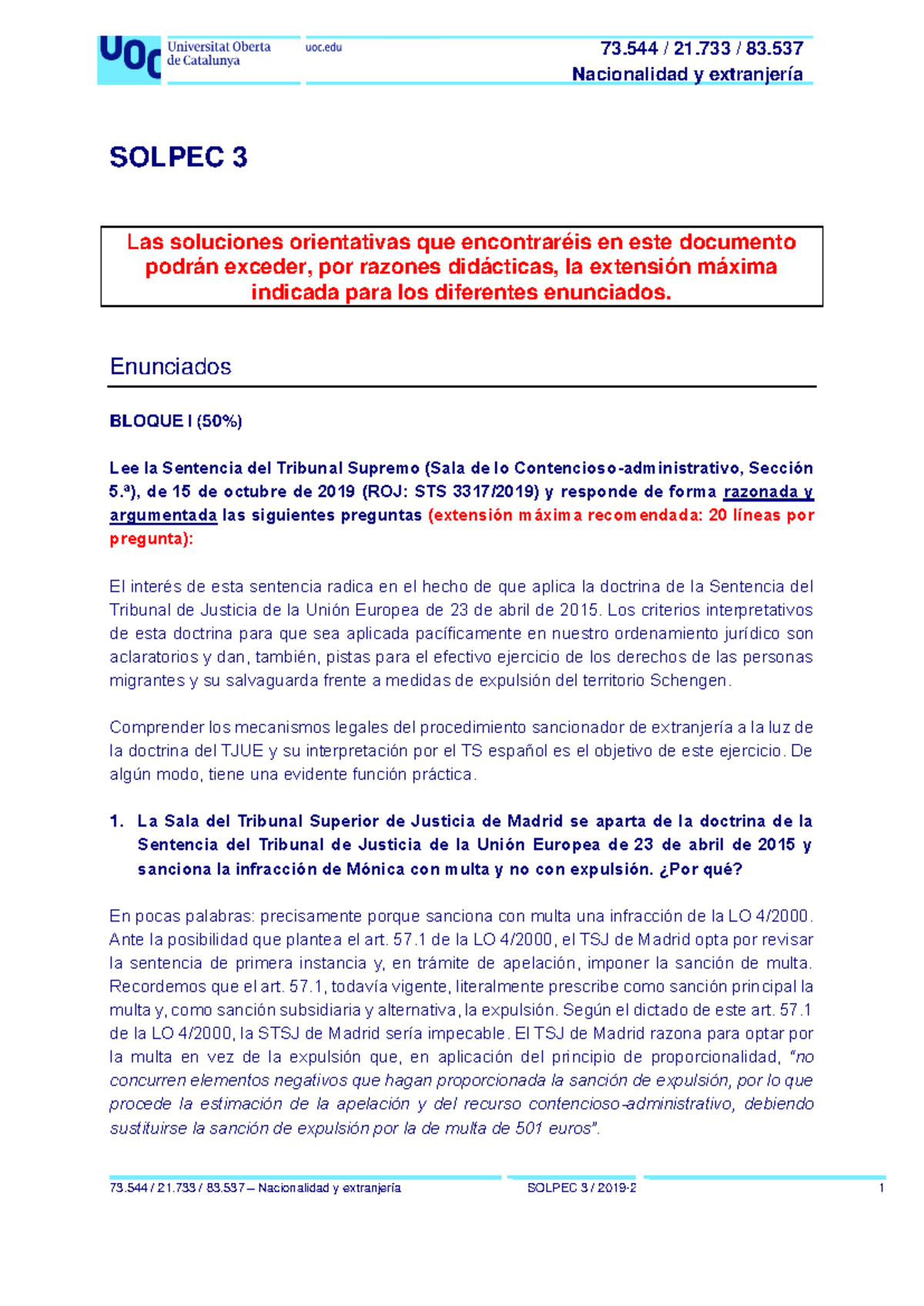 Solución PEC 3 año 2019-2020. Segundo semestre - Nacionalidad y extranjería SOLPEC 3 Las ...