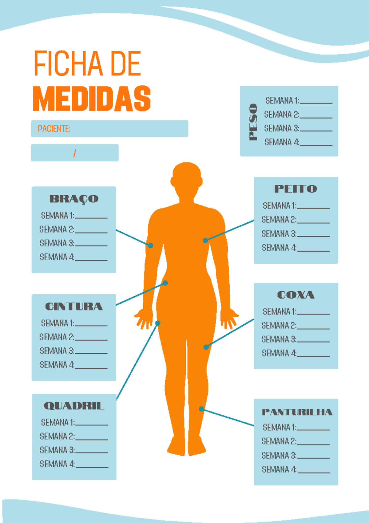 Ficha de medidas corporal para imprimir e usar em consulta - BRAÇO ...