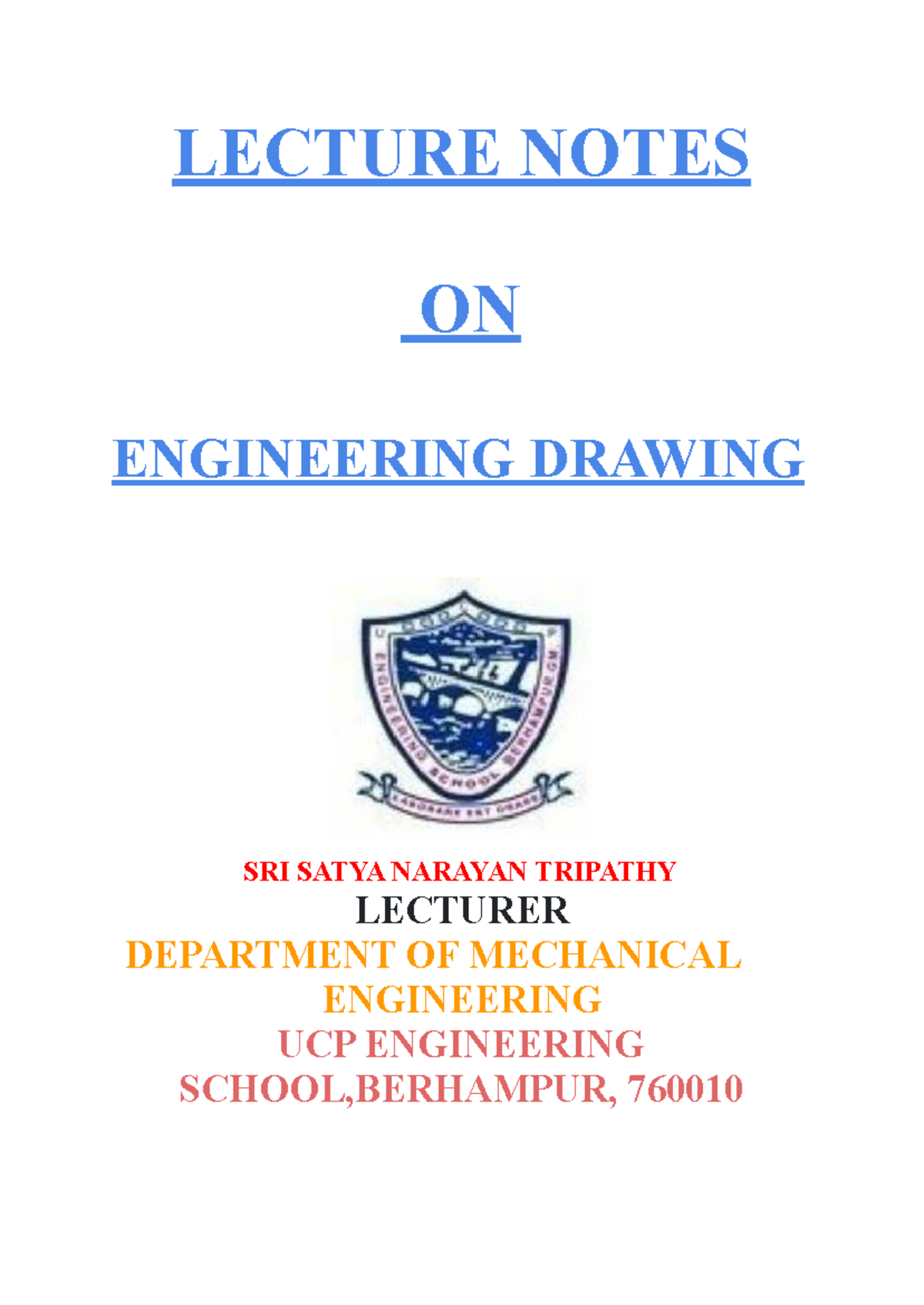 60372-Engineering Drawing 1 - LECTURE NOTES ON ENGINEERING DRAWING SRI ...