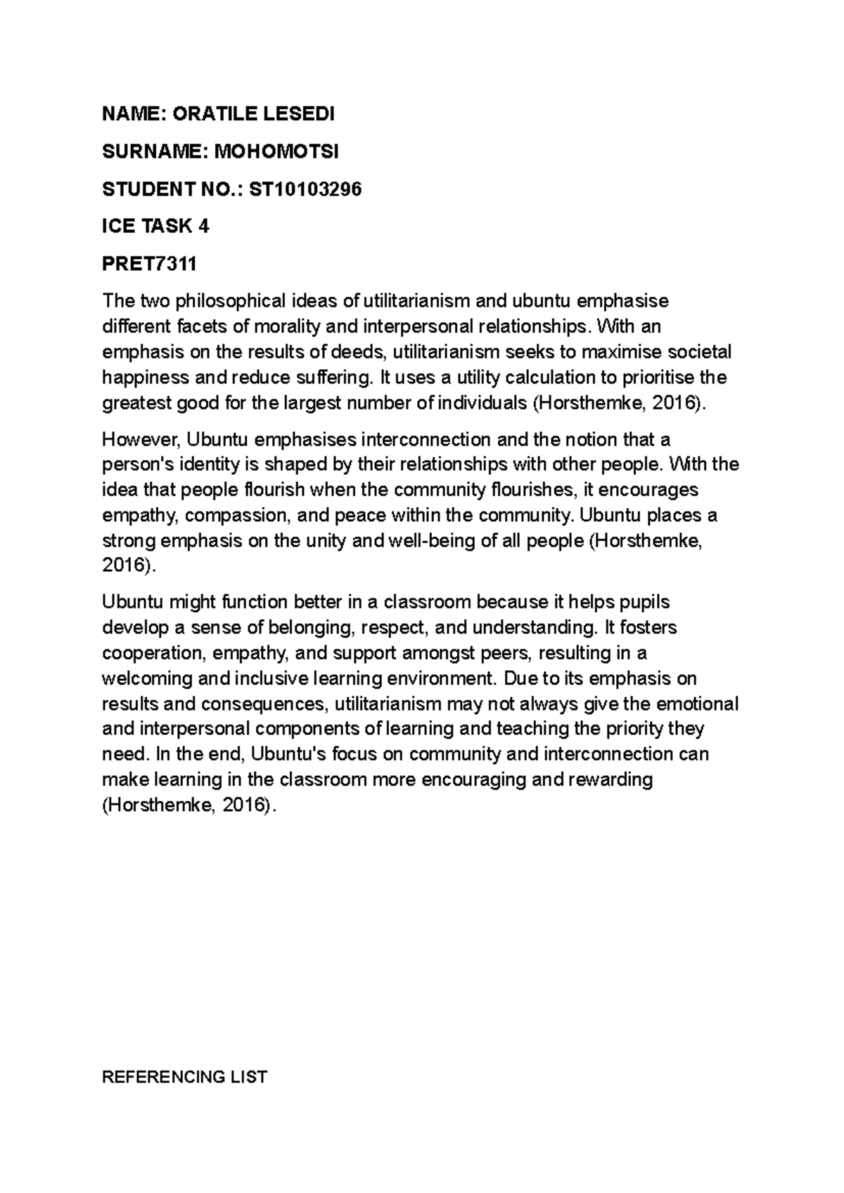 ICE TASK 4 PRET - Ice Task - NAME: ORATILE LESEDI SURNAME: MOHOMOTSI ...