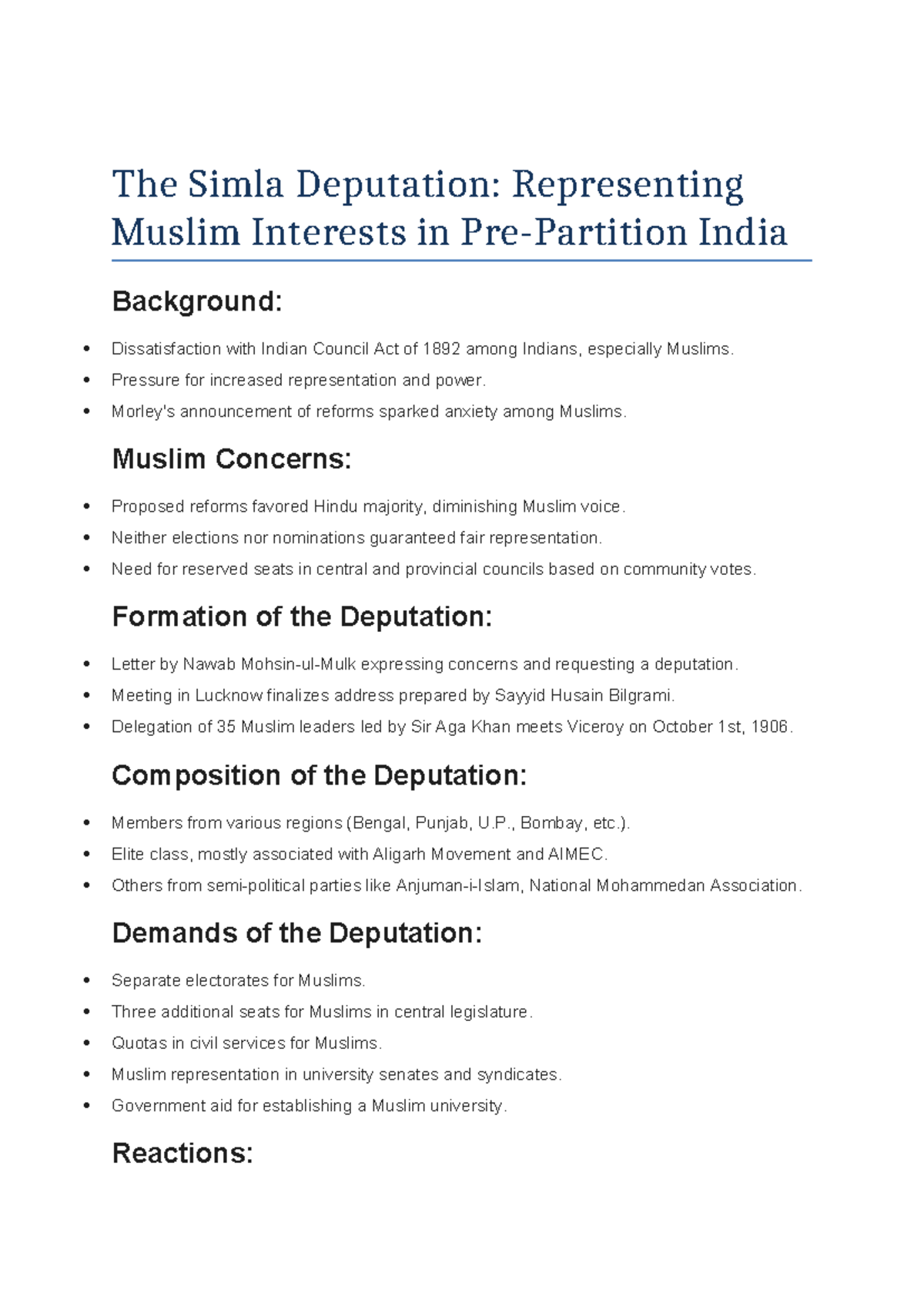 1. Simla Duputation 1OCT 1906 - The Simla Deputation: Representing ...