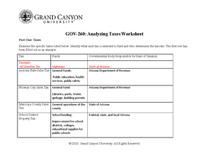 GOV-260-Analyzing Tax Worksheet - Analyzing Taxes Worksheet Part One ...