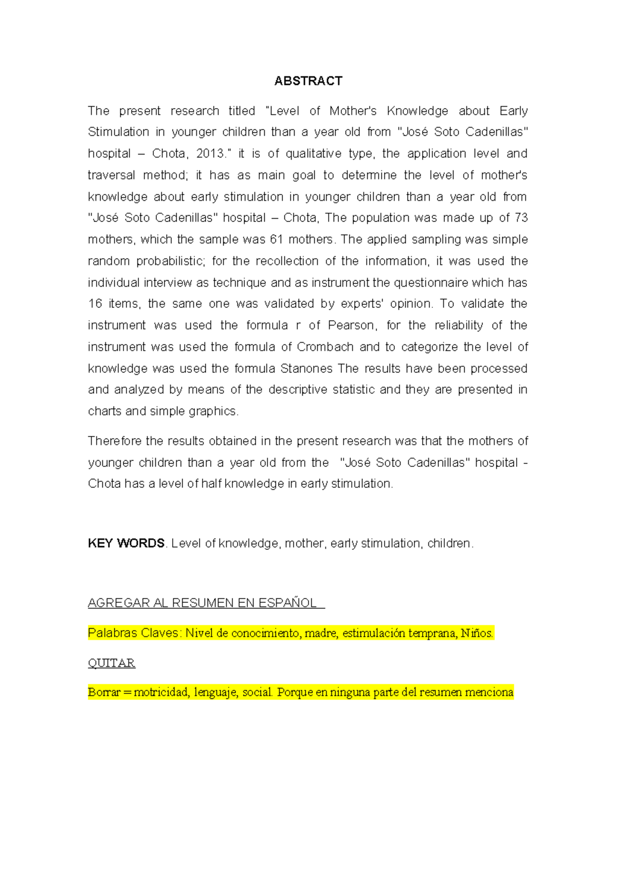 Abstract - UNC 2013 - sss - ABSTRACT The present research titled “Level ...